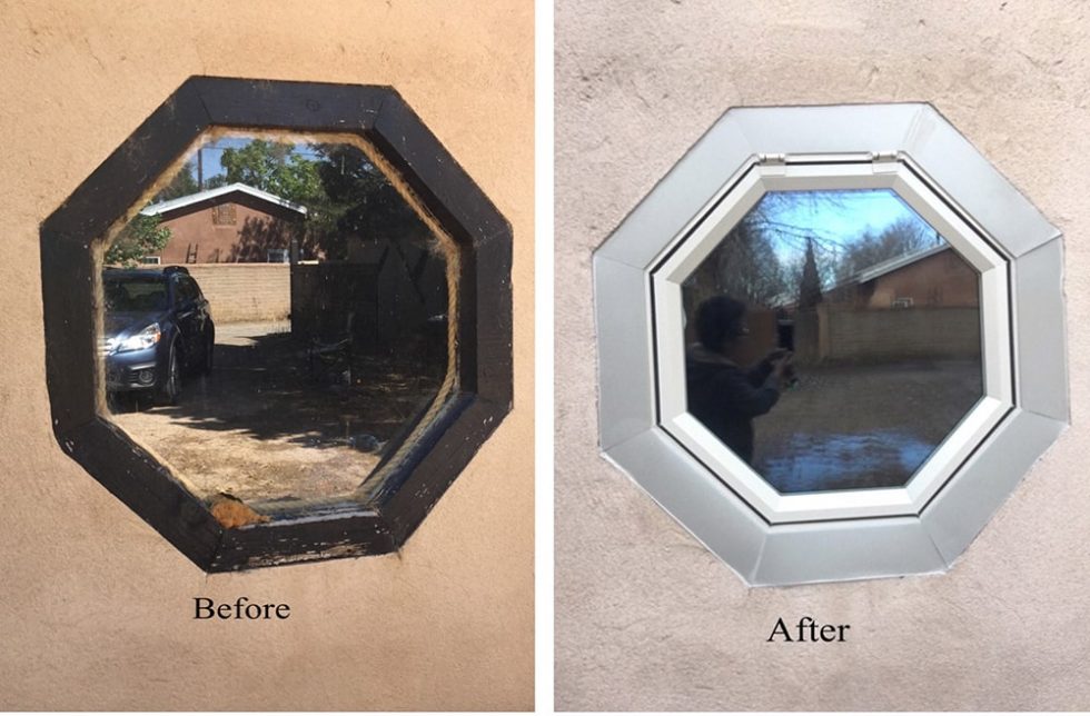 Octagon special shape window install - Accent Southwest Windows & Doors
